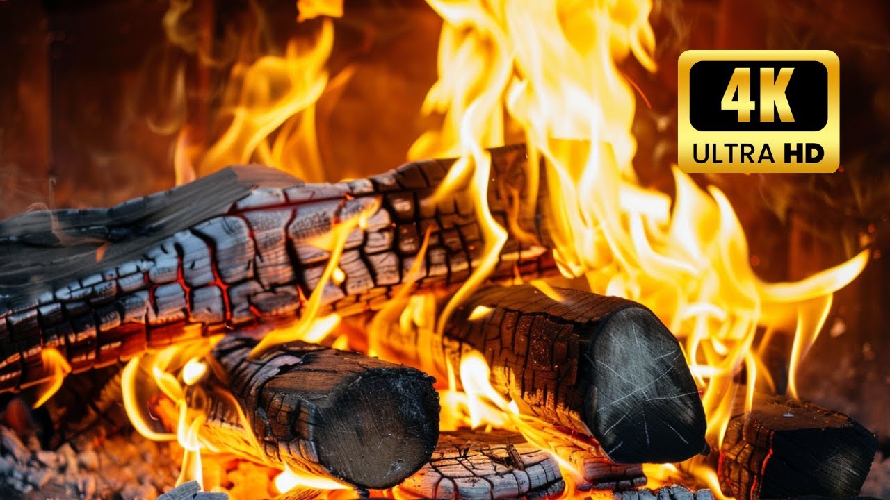 🔥 Fireplace 4K UHD. 🔥 12 Hours of Fire Burning with Crackling Fire ...