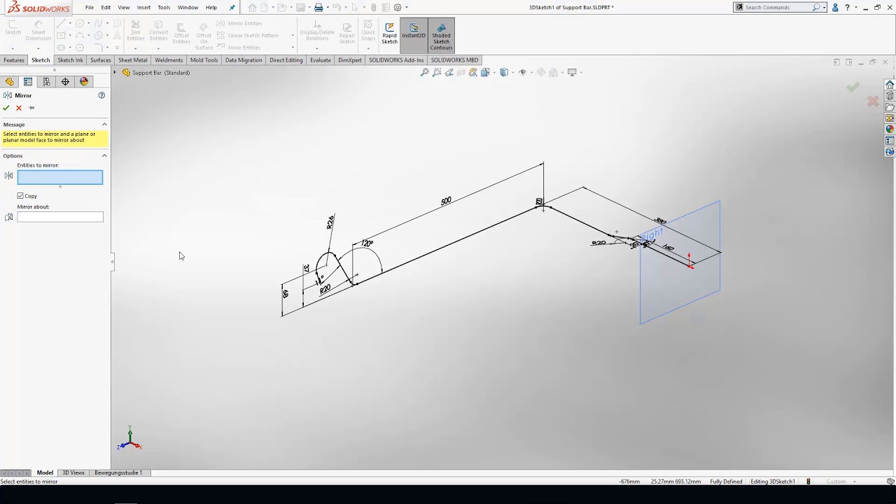 Designing a Support Bar - SOLIDWORKS 2018 Sketching - YouTube