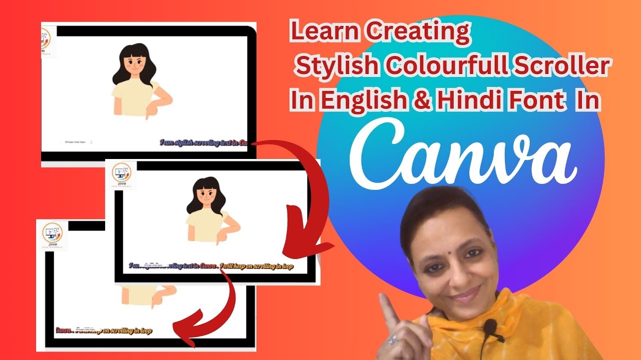 Stylish Colorful Text Scroller Using English & Hindi Font In Canva ...