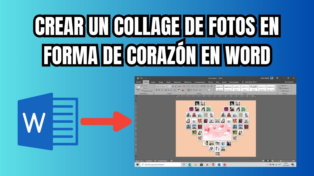 CREAR UN COLLAGE DE FOTOS EN FORMA DE CORAZÓN EN WORD - YouTube
