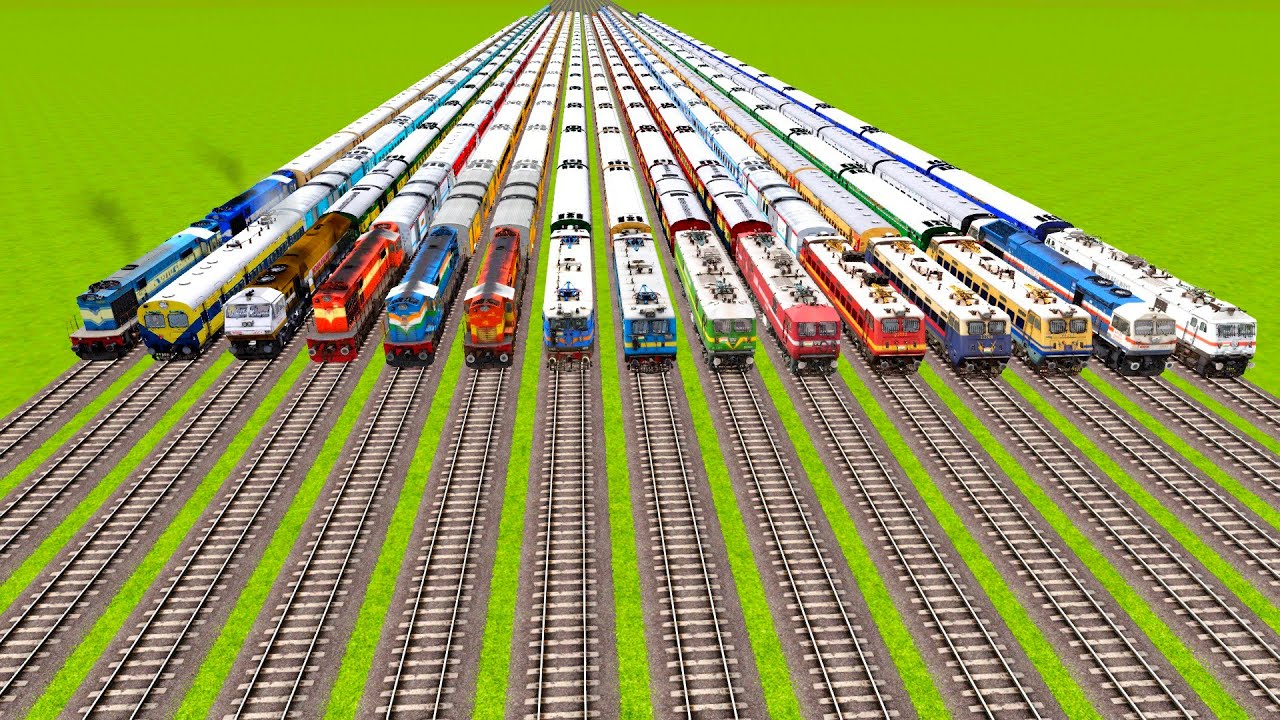 FIFTEEN TRAINS CROSSING COMMONLY ON FIFTEEN DIFFERENT RAILROAD TRACKS|🔺 ...