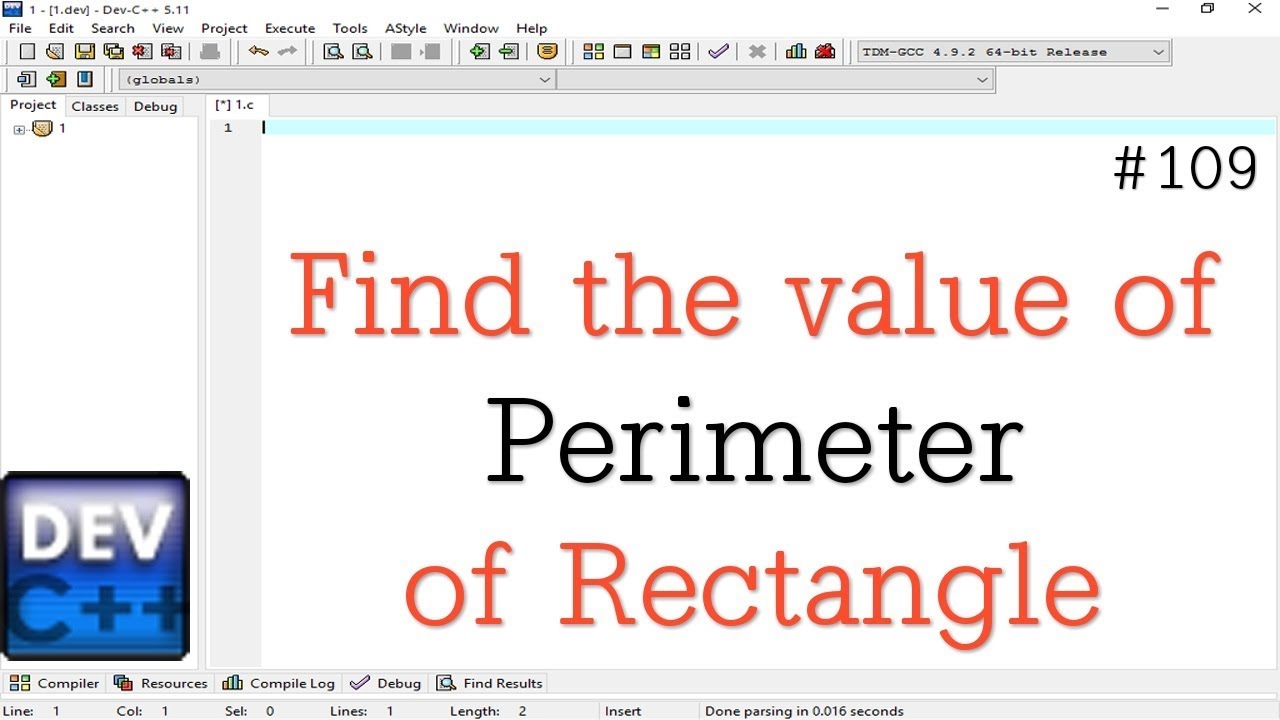 Write A Program For Find The Value Of Perimeter Of Rectangle In C Programming Language Youtube