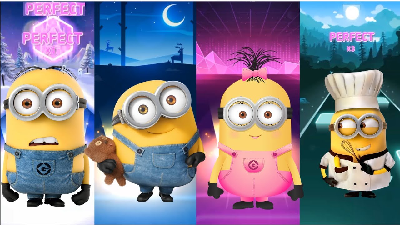 Minions Dave vs Bob vs Girl vs Chef | Tiles Hop - YouTube