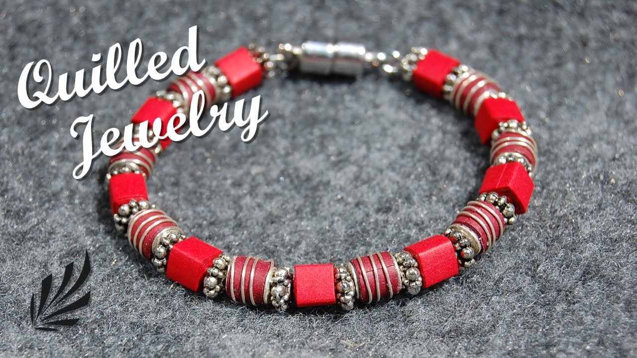 QUILLING: Bracelet with Wire-Wrapped Paper Quilled Beads - YouTube