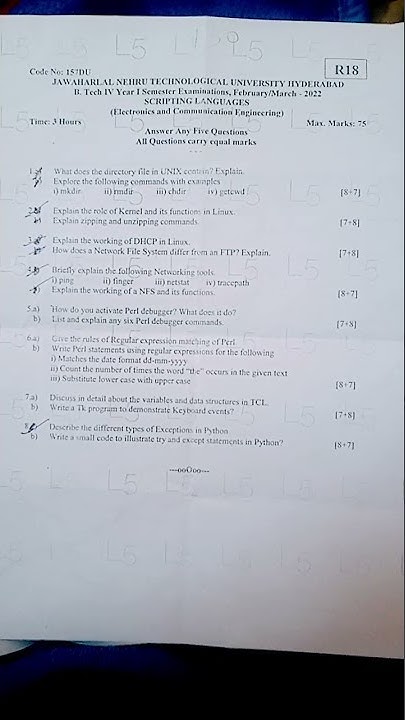 SCRIPTING LANGUAGE jntuh (Question paper) - YouTube