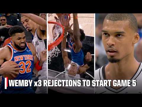 Victor Wembanyama 3 BLOCKS to start Game 5 & OG Anunoby tried it 😳 | NBA on ESPN
