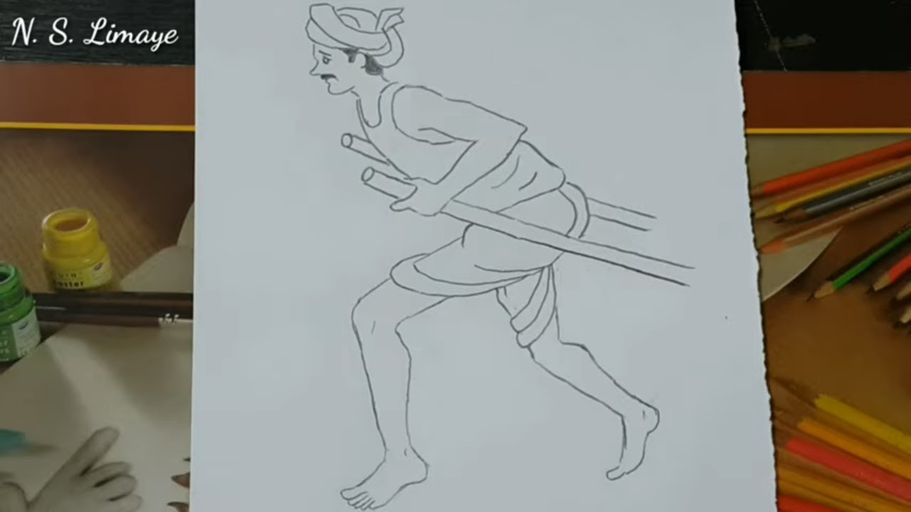 How To Draw Labour Working | Step By Step In Easy Way For Beginners ...