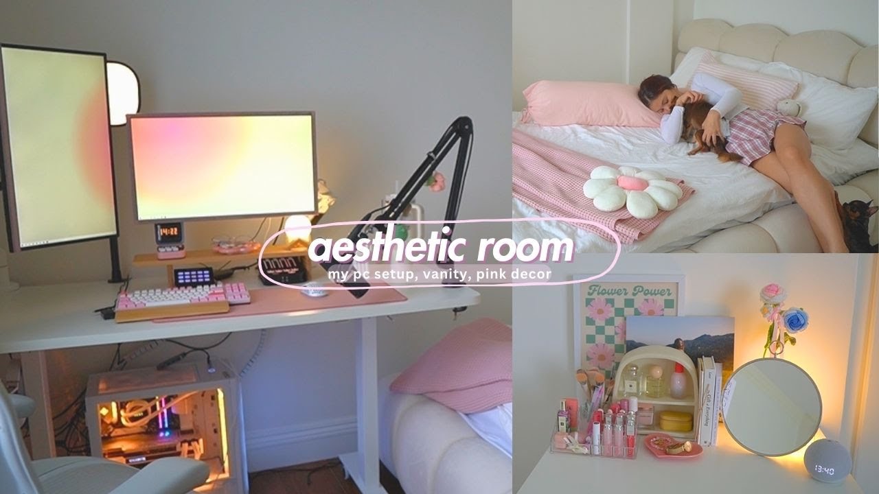 aesthetic room makeover 🧸♡🎀˚ — gaming pc setup, ikea vanity desk ...