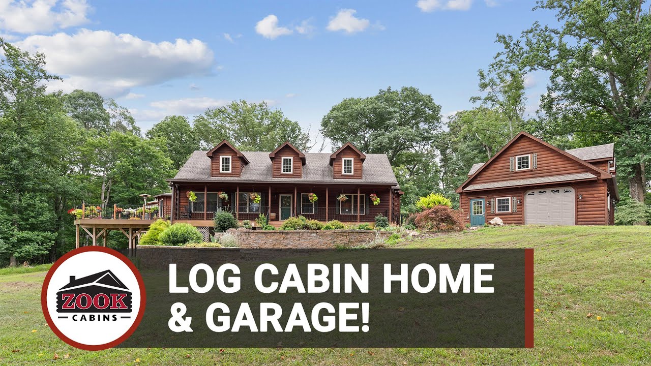 Log Cabin Home and Garage | Exterior Tour of a Magnificent Prefab Cabin ...
