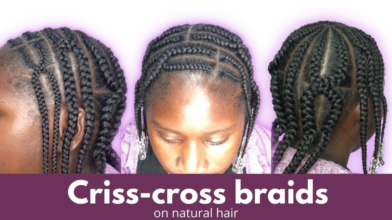 Tutorial: Easy criss-cross braid hairstyle on natural type 4 hair 💚 ...