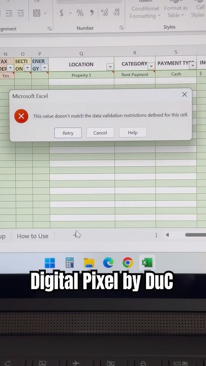 Excel Easy Fix | This Value Doesn’t Match the Data Validation Restriction Defined for this Cell ...