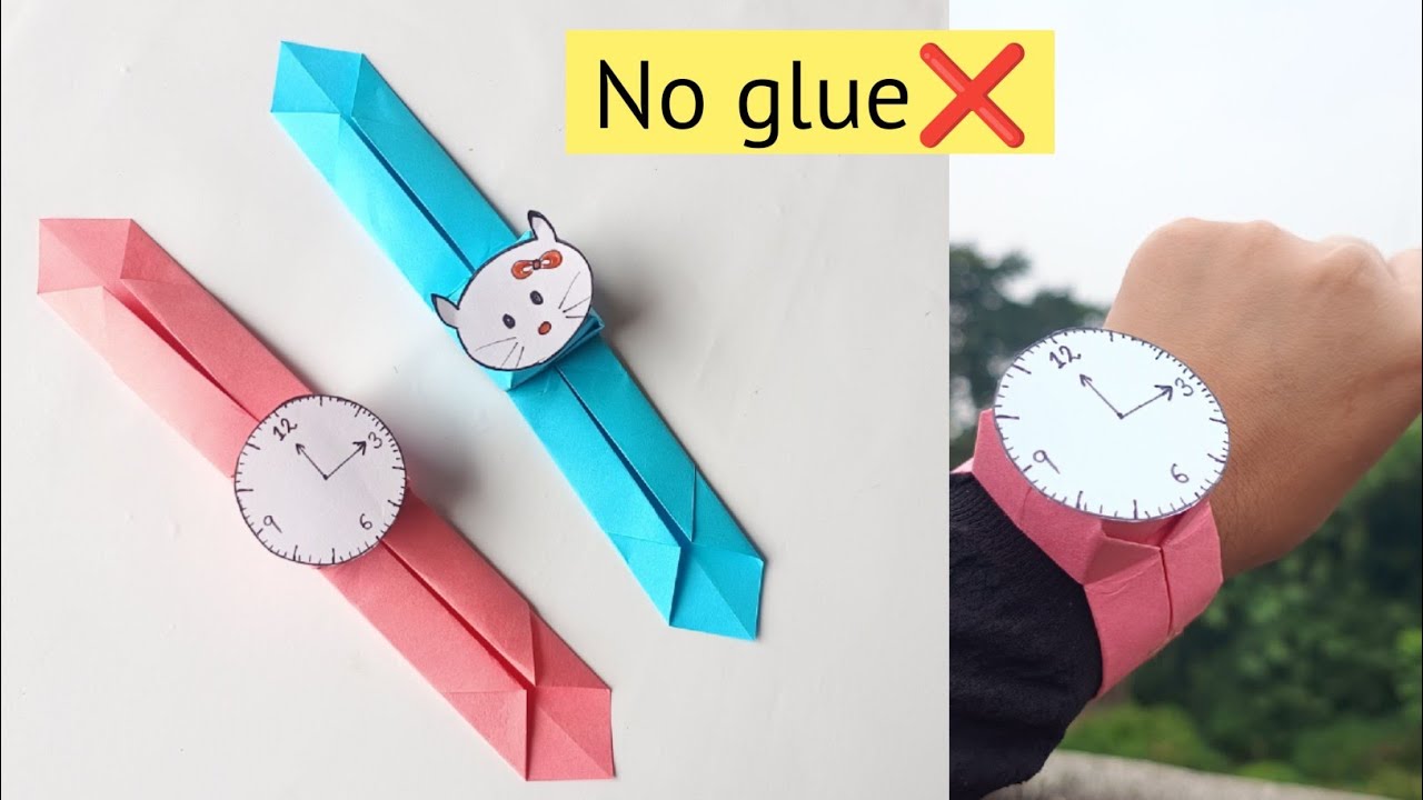 DIY easy paper watch|Origami paper watch|No glue paper watch|No glue ...