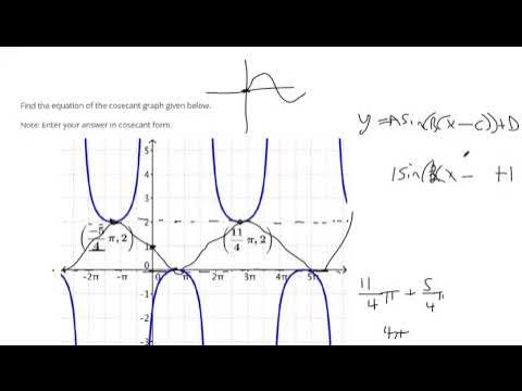 Find the equation of a cosecant function from a graph 2 - YouTube