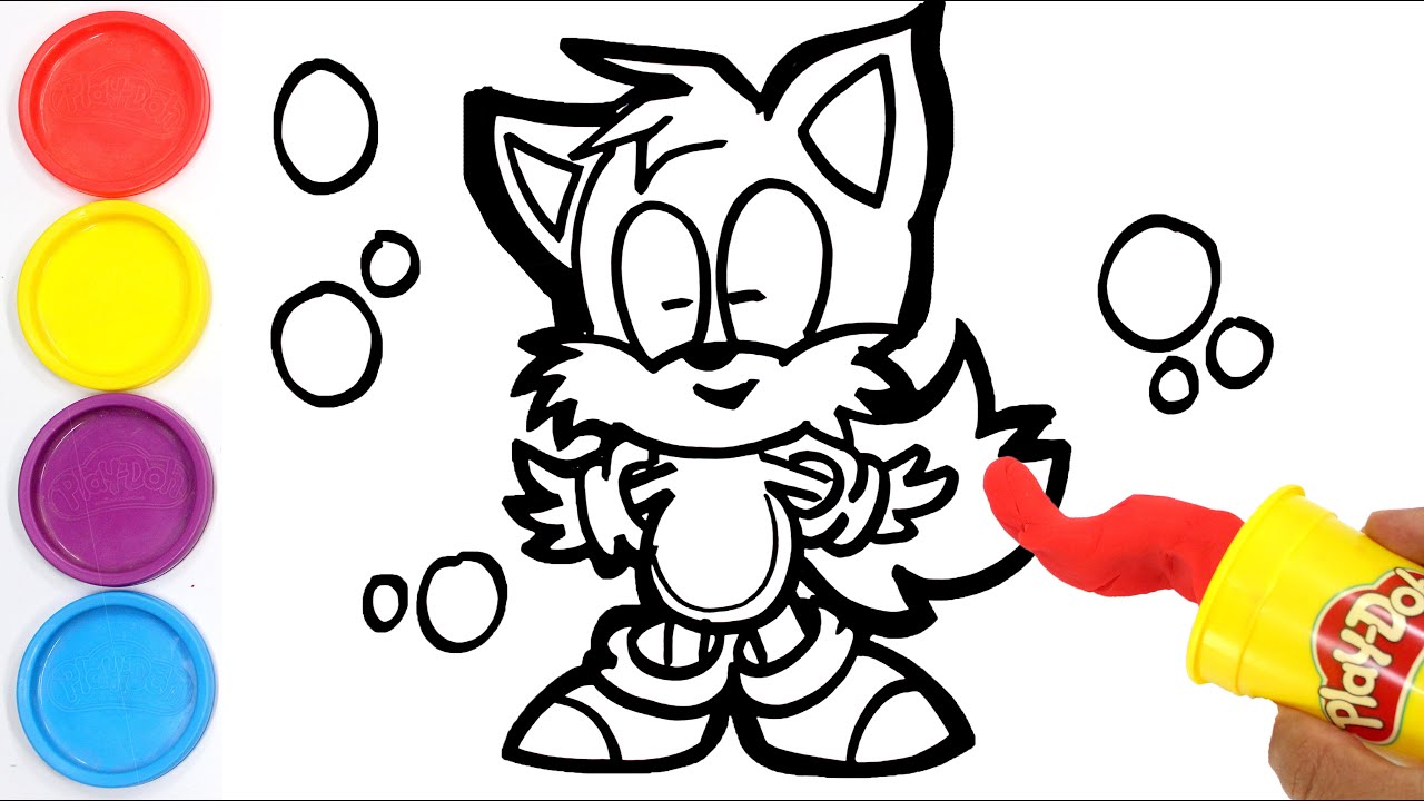 Tails ( Sonic The Movie ) Coloring and Drawing with clay Play doh ⭐ ...