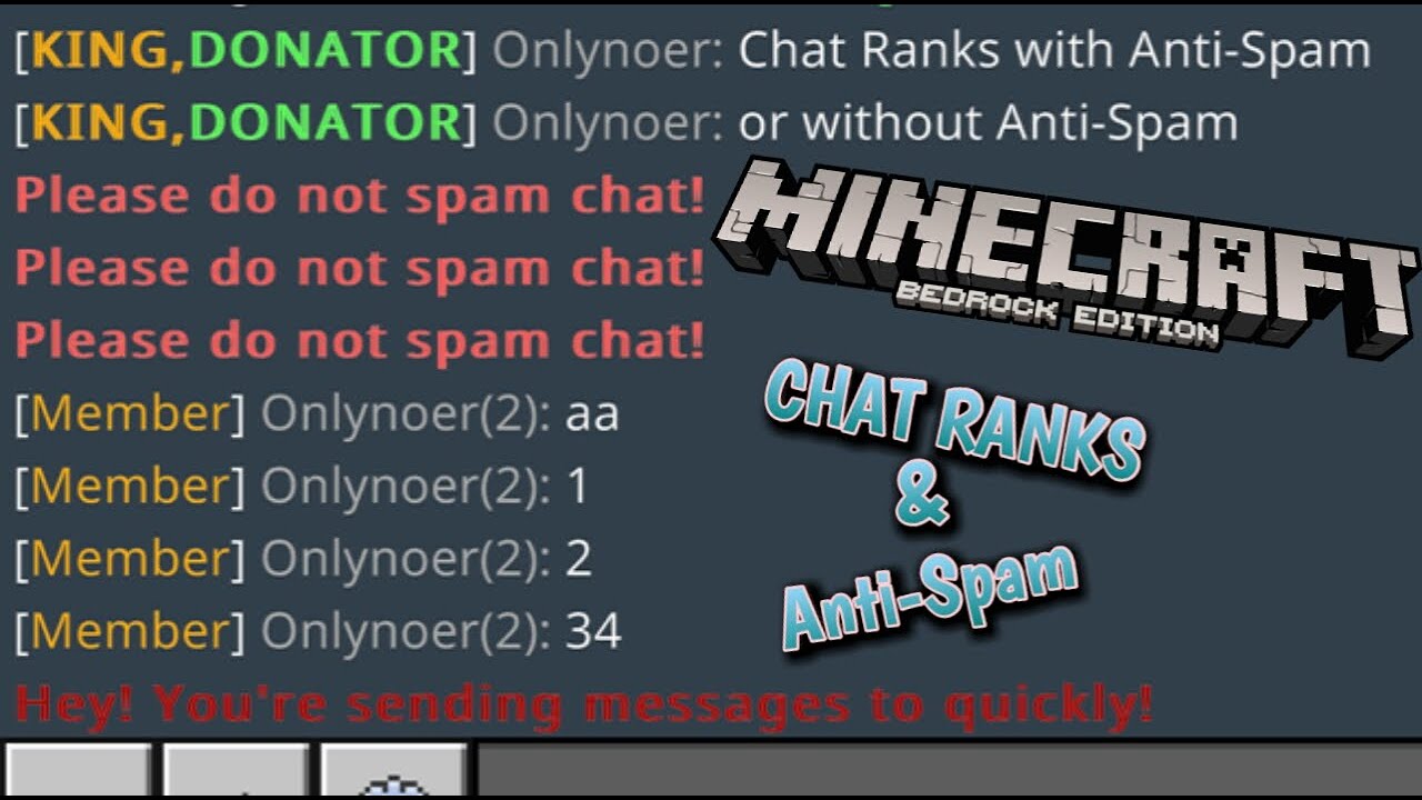 How to get Chat Ranks & Anti-Spam in Minecraft Bedrock Edition 1.19 ...