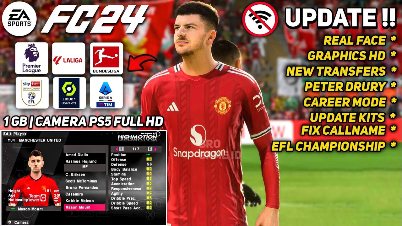 RILIS ! EA FC24 PPSSPP UPDATE REAL FACE, FULL TRANSFERS, KITS, GRAPHICS ...