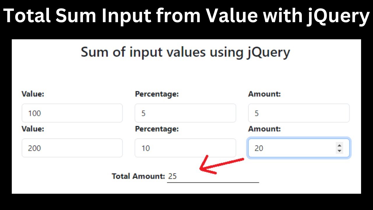 Get Total Sum Input From Value With Jquery Youtube 4241