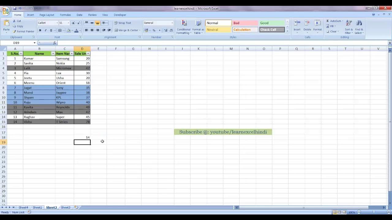 How to Count Cells Based on Background Color Excel in Hindi | Learn to ...