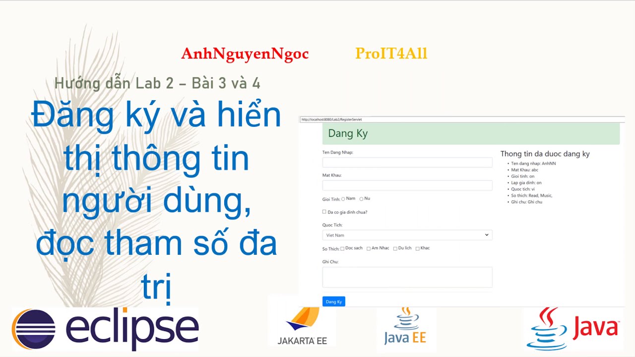 L2.B2&3: Tạo form đăng ký và hiển thị thông tin người dùng trong Java Web sử dụng Bootstrap ...