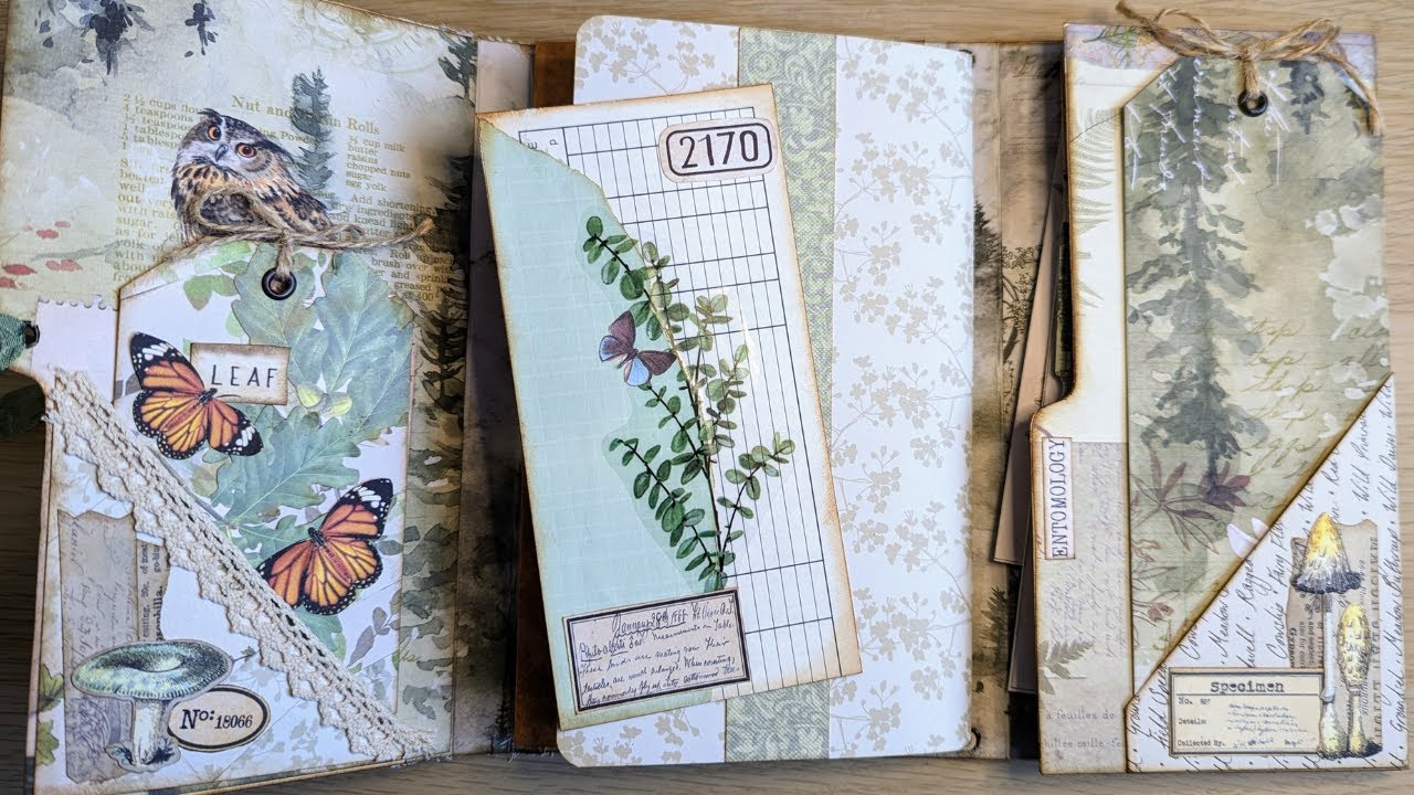 Trifold Altered File Folder Folio Journal (Part 3) ~ Using Up Digitals ~ Craft With Me - YouTube