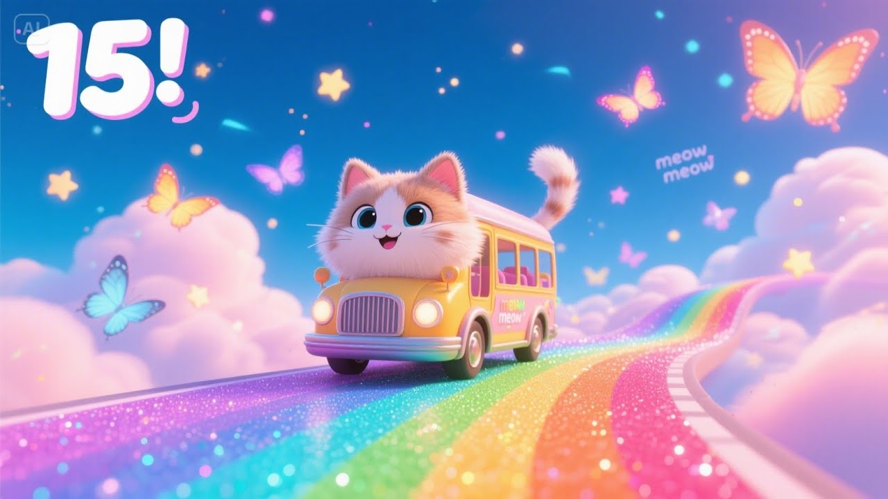 Wheels on the Bus Go Meow Meow Meow | Funny Cat Bus Song for Kids ...