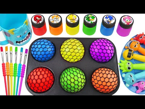 Satisfying Video l How To Make Rainbow Stress Balls FROM Lollipop Monsters Cup & Cutting ASMR