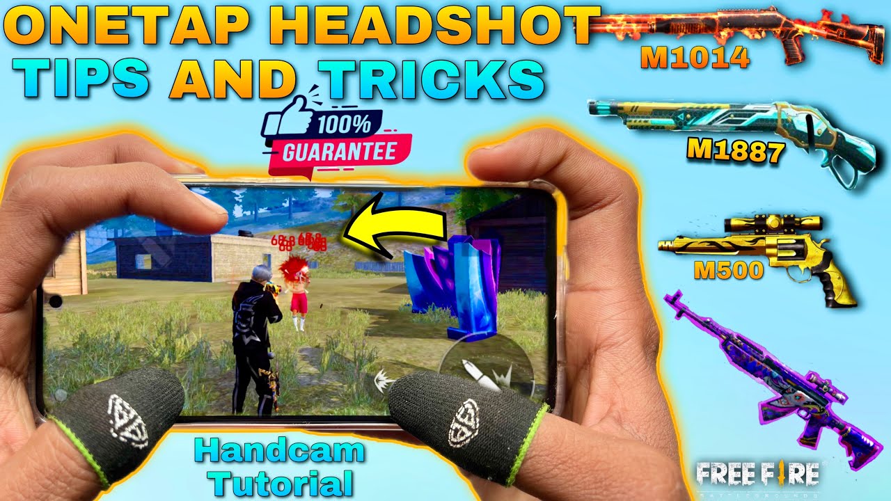 free fire one tap headshot tips and tricks full tutorial with handcam - YouTube