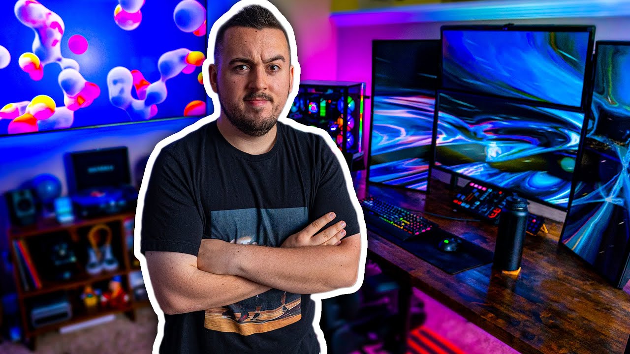 Unique Quad Monitor Office Setup Tour 2021 - YouTube