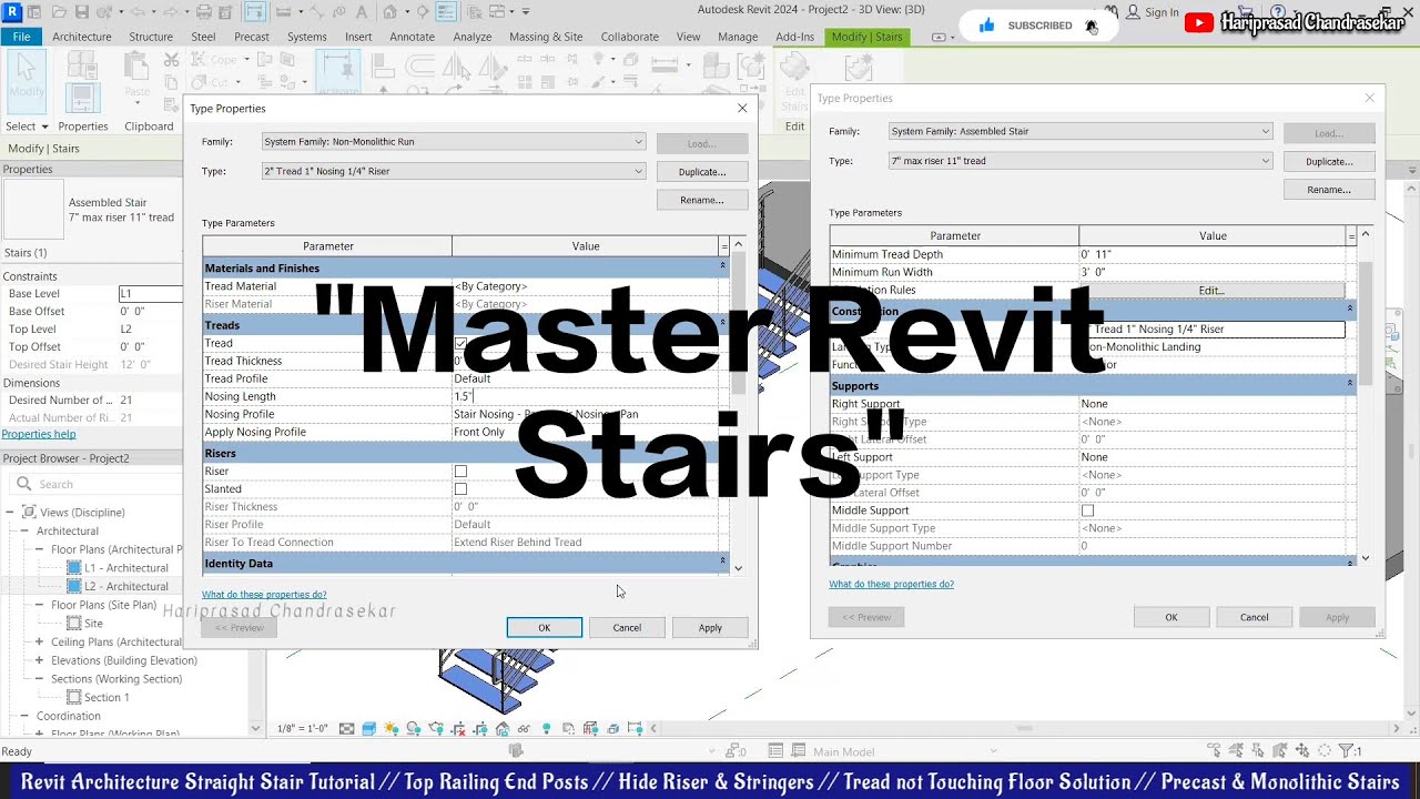 Revit Straight Stair/Top Railing Post/Hide Riser/Tread not Touching ...