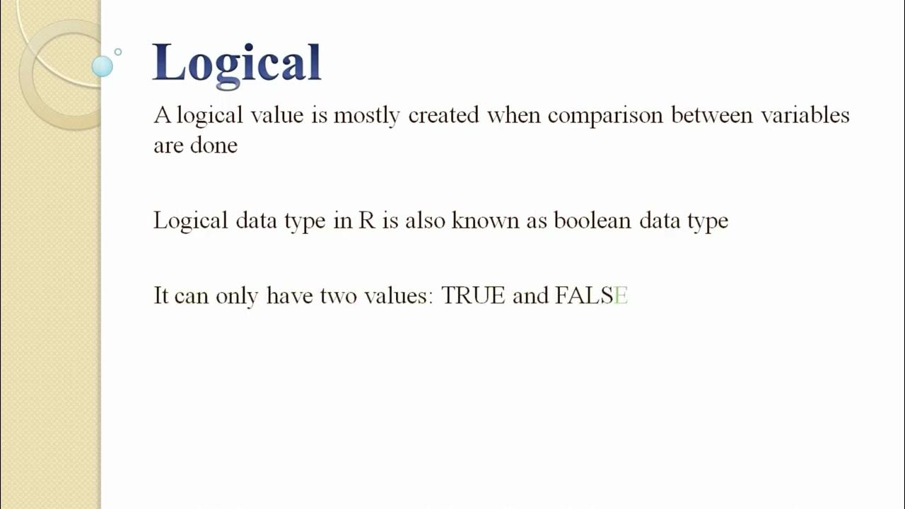 R Data Types Datatypes Of R Youtube