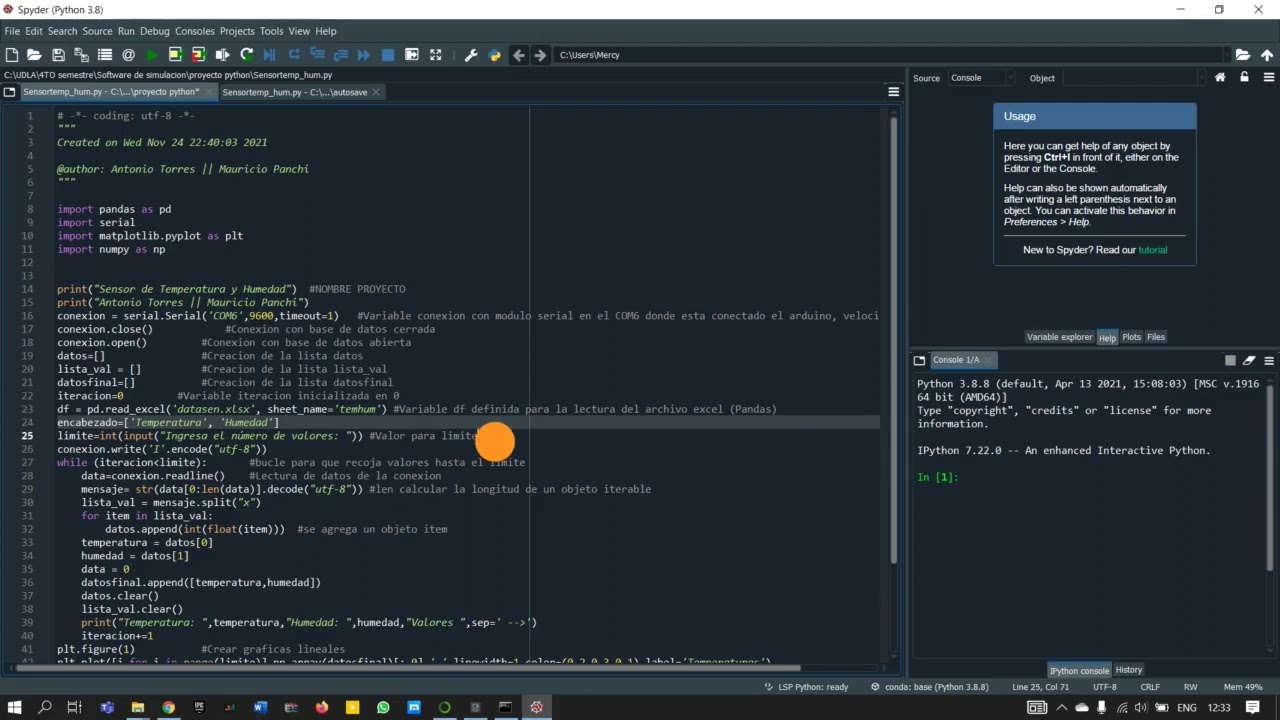 Gr fica De Temperatura Y Humedad Con PYTHON En Spyder anaconda3 Y