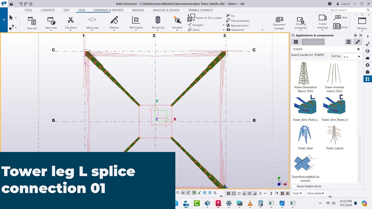 Tower leg L splice connection 01 - YouTube