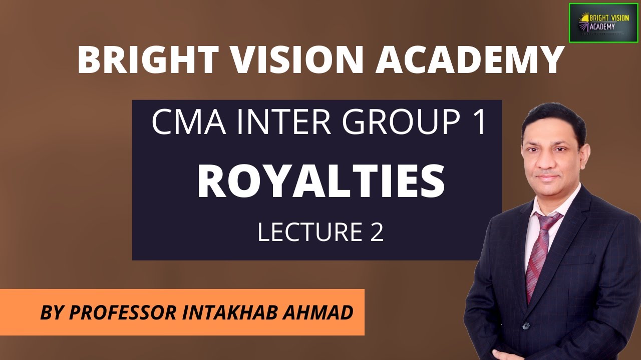 ROYALTIES || CMA INTER GROUP 1 || LECTURE 2 || BY INTAKHAB AHMAD SIR ...