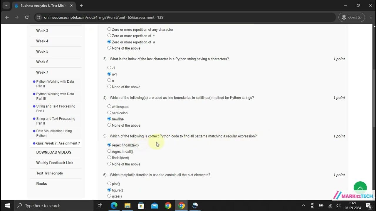 NPTEL Business Analytics & Text Mining Modeling using Python Week7 Assignment7 Solution JULY ...