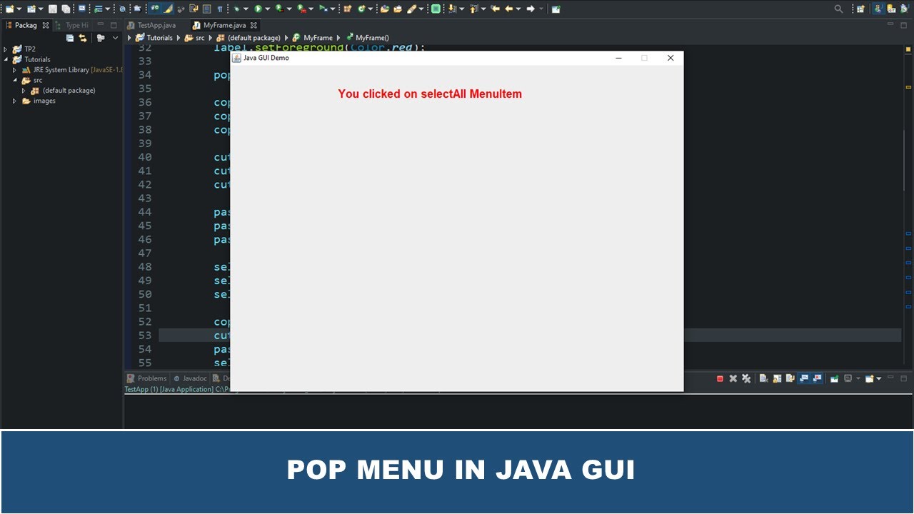 Java Gui Tutorial 49 Making A Popup Menu In Java Gui Youtube 8138