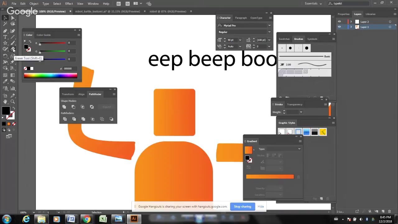 Using shape tools to create a robot in Illustrator - YouTube