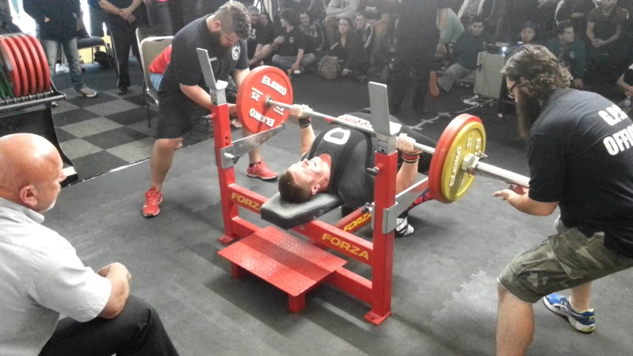 Nick Rankin benches 155kg GPC Nats - YouTube