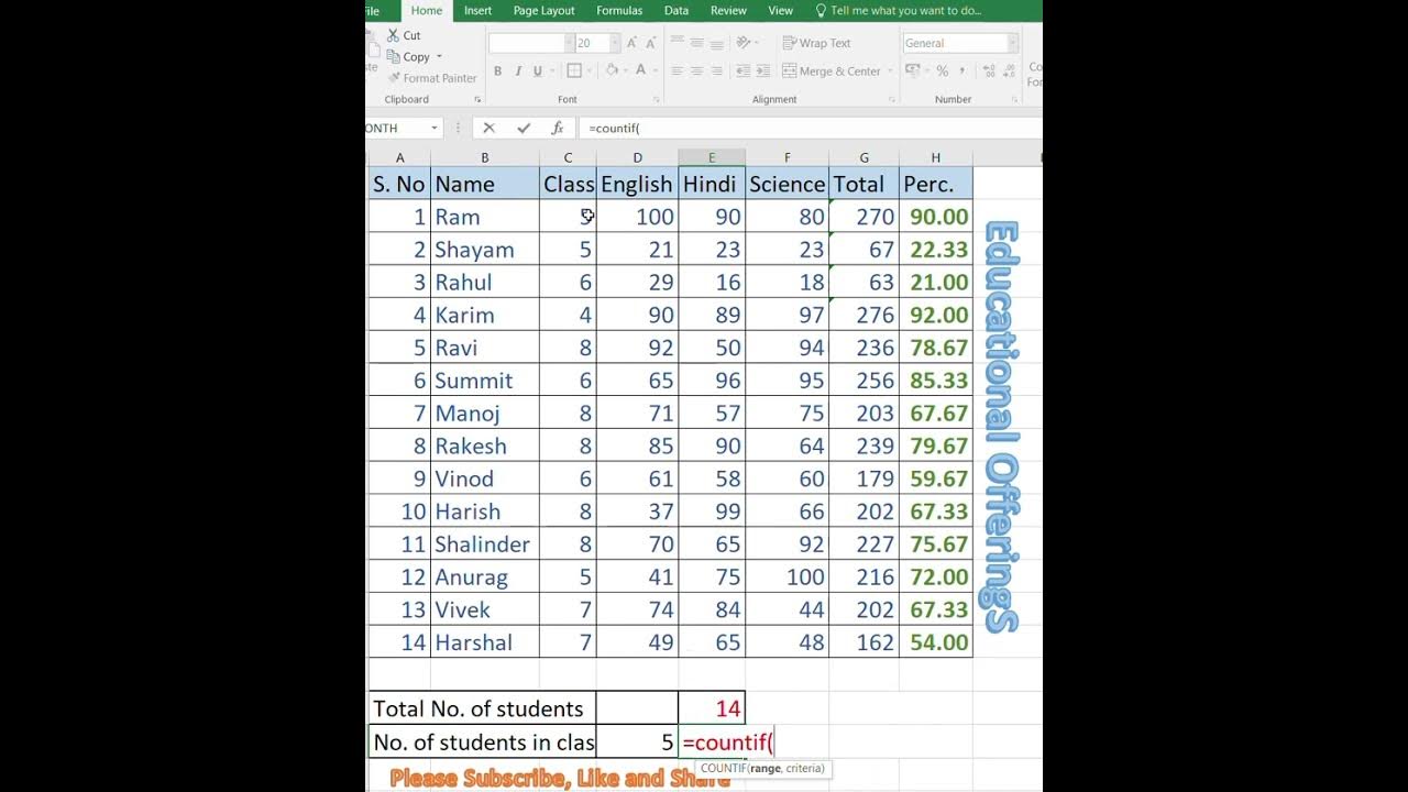 Count & Countif function- MS EXCEL #exceltraining #exceltips #exceltricks #leanexcel #countif ...