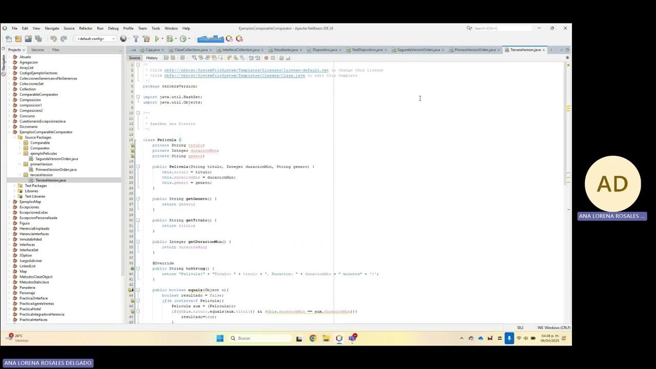 Comparable, Comparator, Equals y HashCode - YouTube