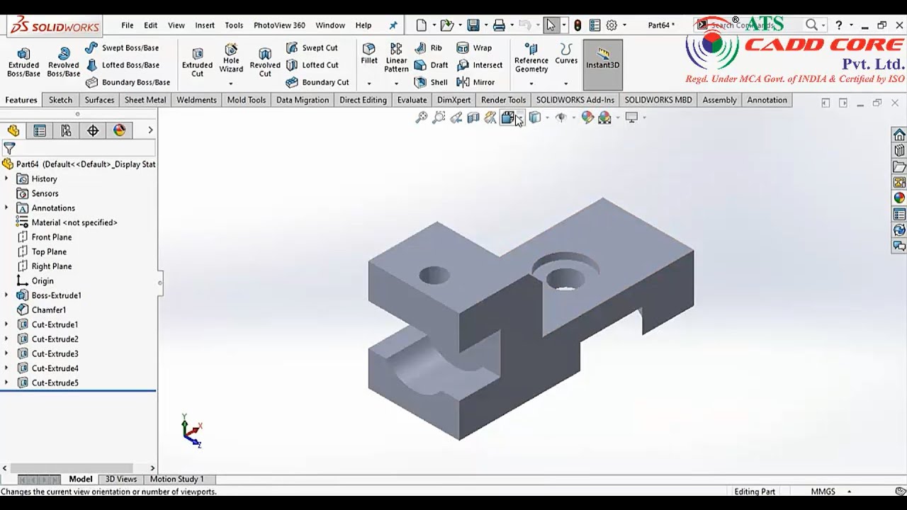 SolidWorks Part Design Exercise 87 - YouTube