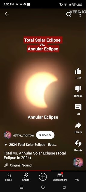 Total Solar Eclipse vs Annular Solar Eclipse in video #Science#Short ...