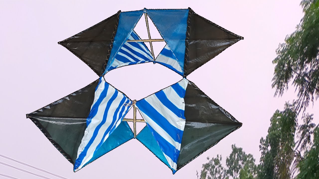 How to make beautiful 3D box kite/heart kite make/making box kite step ...