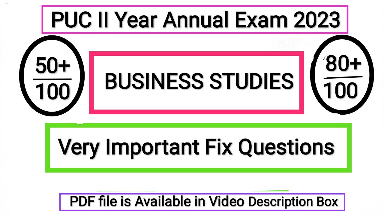 PUC II Year - BUSINESS STUDIES - Important Questions with Answers - YouTube