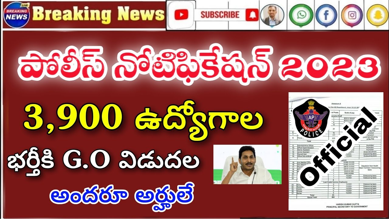 Ap Police Constable Notification 2023 | 3900 ఉద్యోగాలకు G.O విడుదల | RK ...