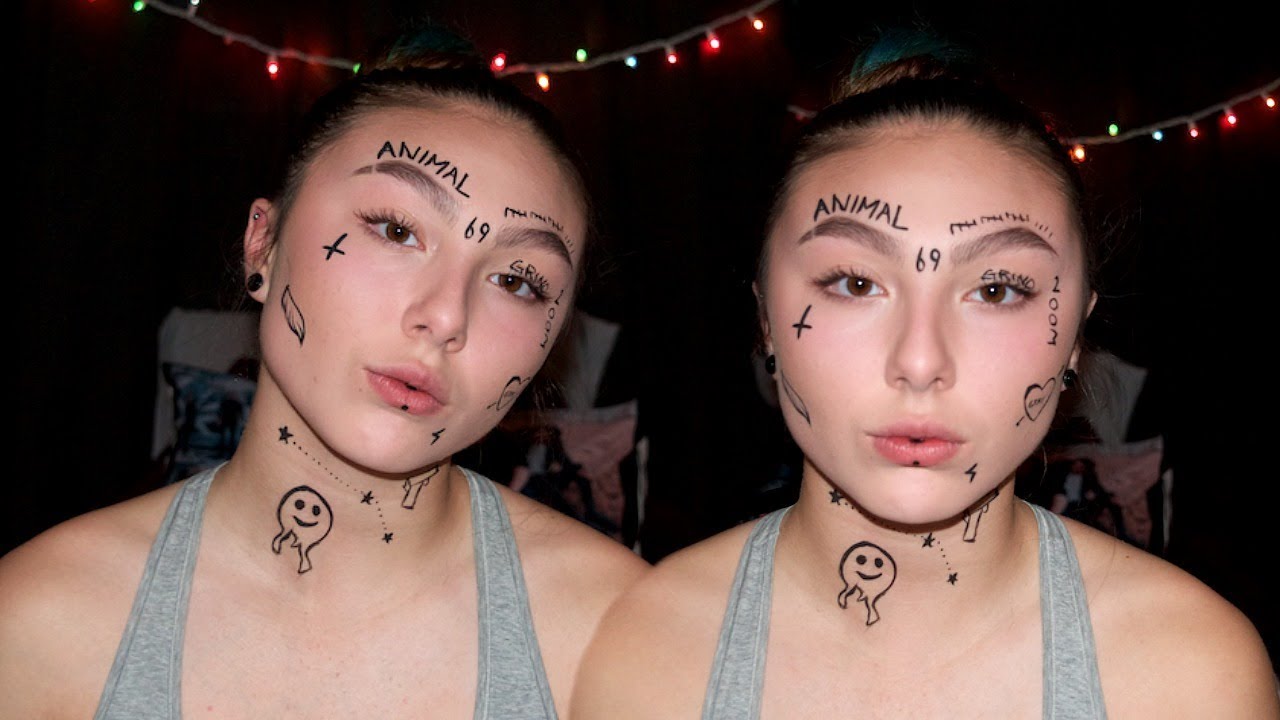 putting fake tattoos all over my face because why not - YouTube
