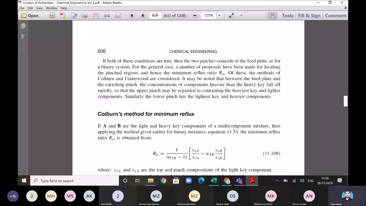 Minimum reflux ratio and plates for multicomponent distillation - YouTube