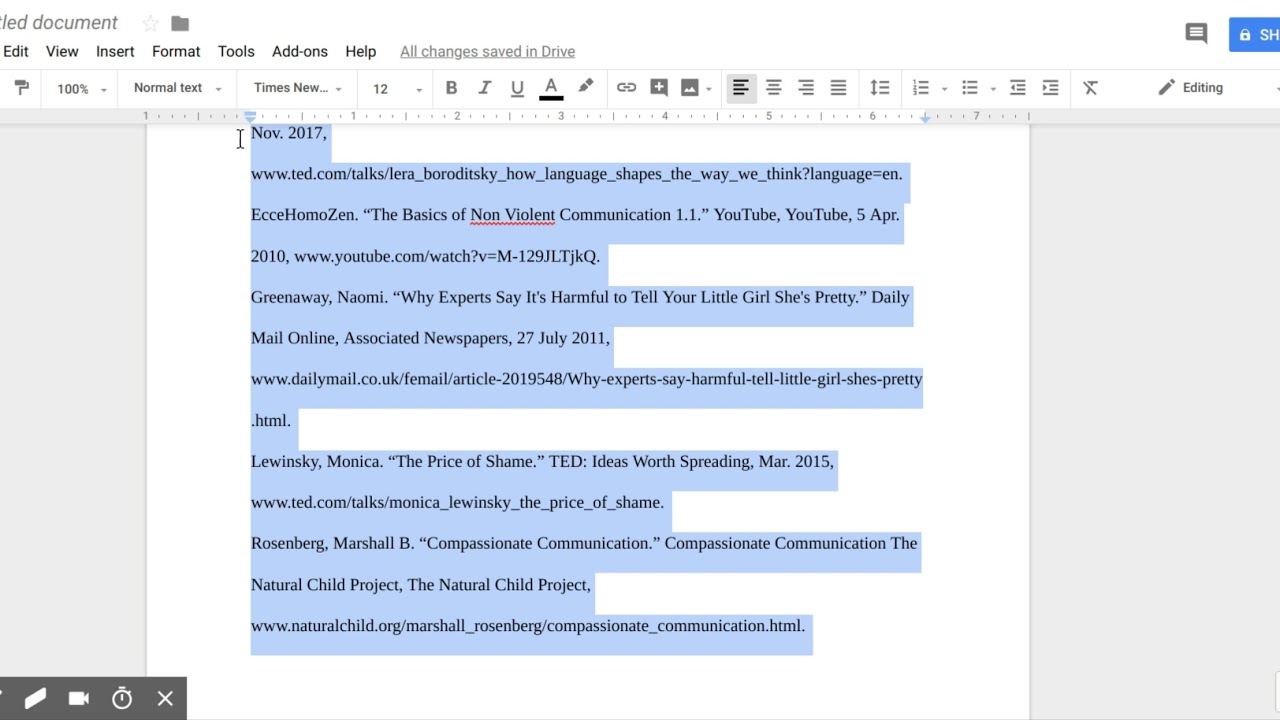 Tutorial--Hanging Indent Format in GoogleDocs - YouTube