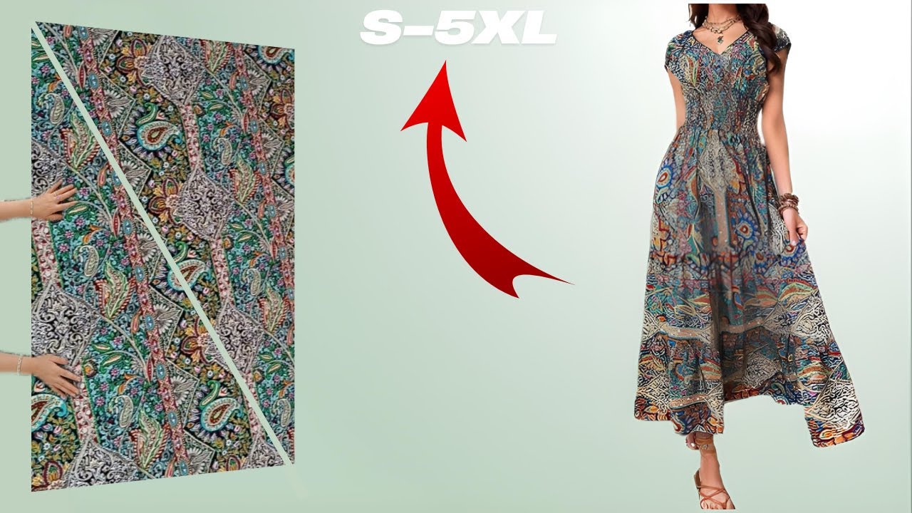 Easy Long Dress Cutting & Sewing with Paper Pattern | Beginner Friendly ...
