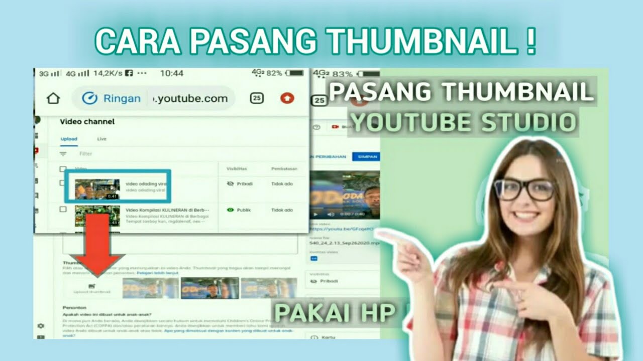 CARA MUDAH MEMASANG THUMBNAIL DI YOUTUBE STUDIO MELALUI HANDPHONE - YouTube