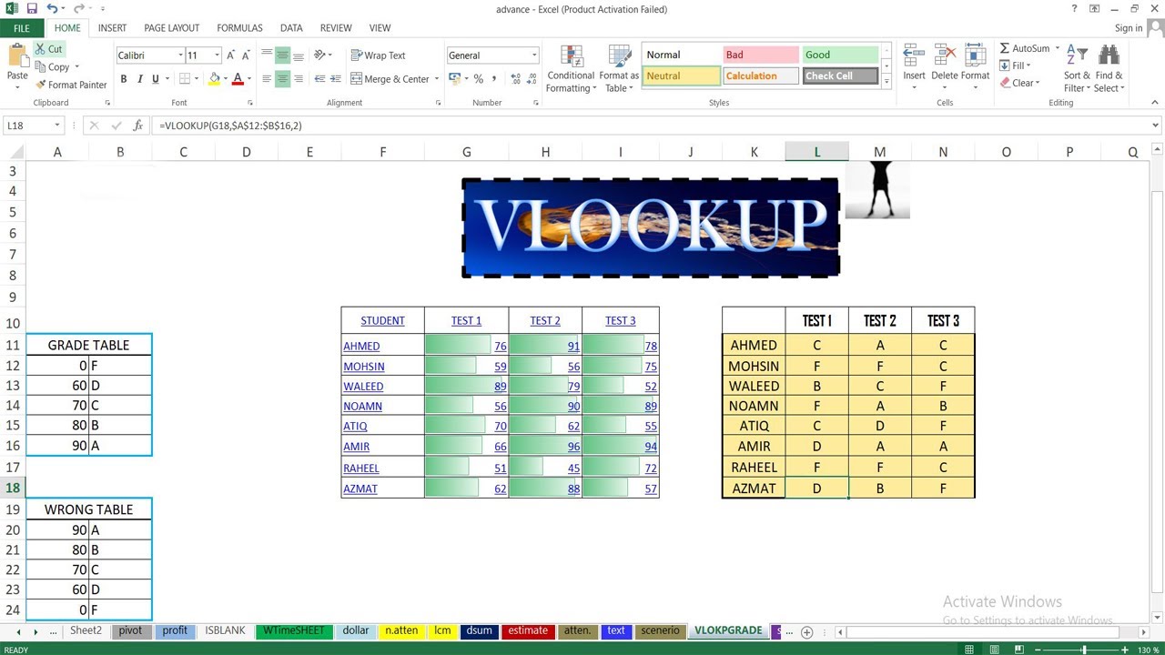 VLOOKUP in Excel |How to calculate vlookup and grade in excel - YouTube
